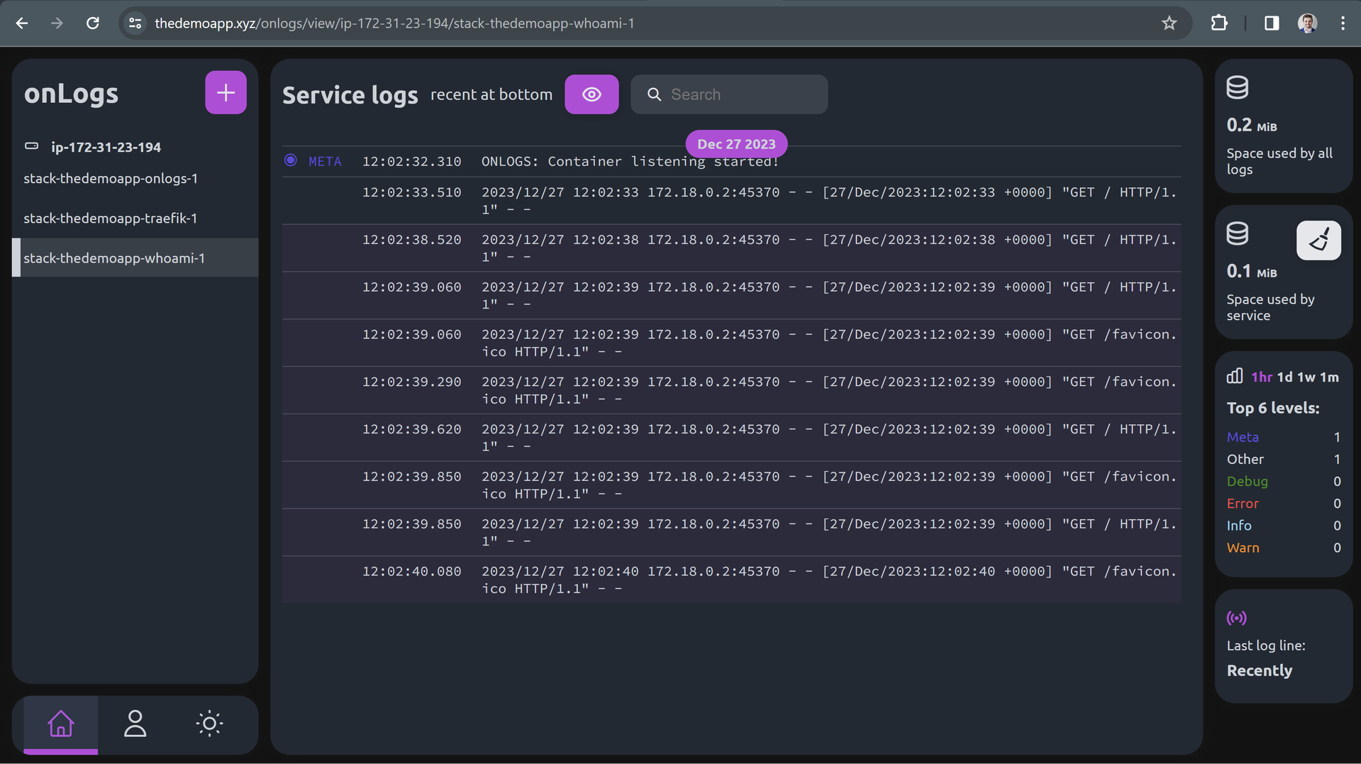 OnLogs – open-source simplified web logs viewer for Dockers